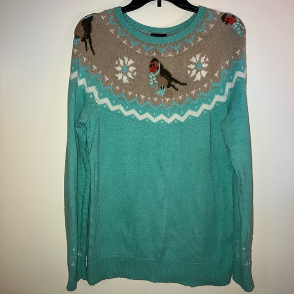 Talbots | Sweaters | Lovely Talbots Large Bird Fair Isle Sweater Winter ...